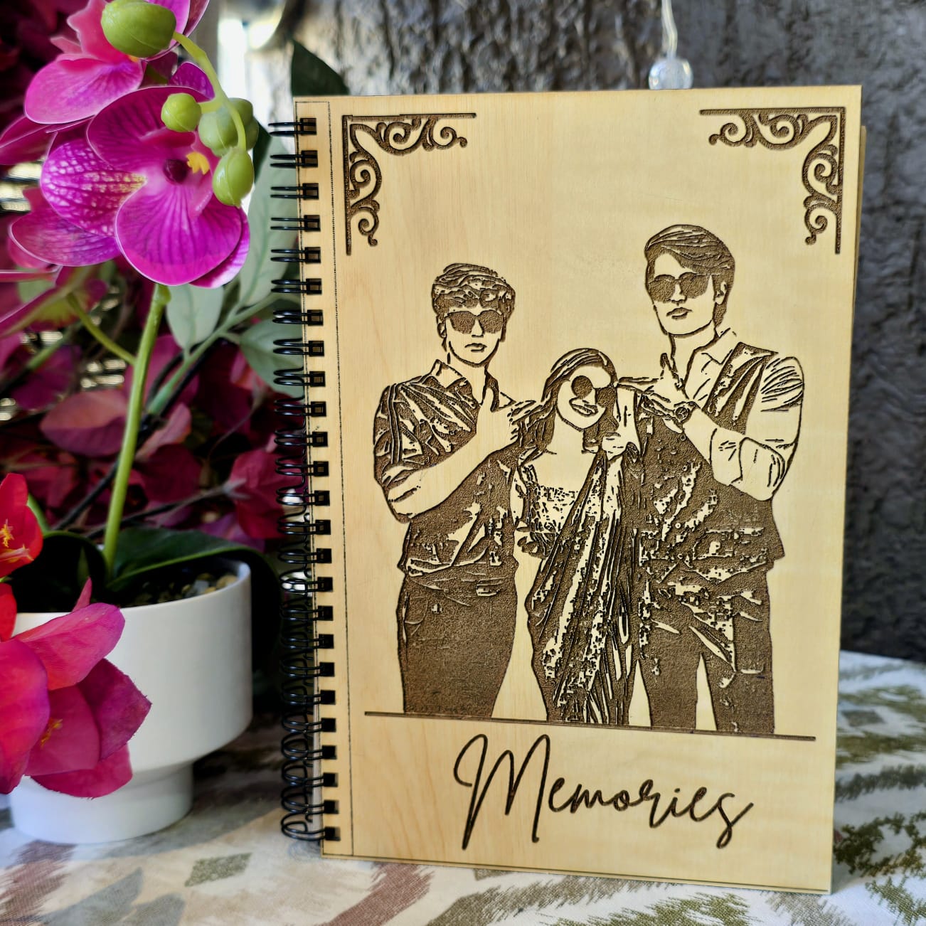 Personalized Wooden Memories Diary | Custom Photo Engraved Journal ...
